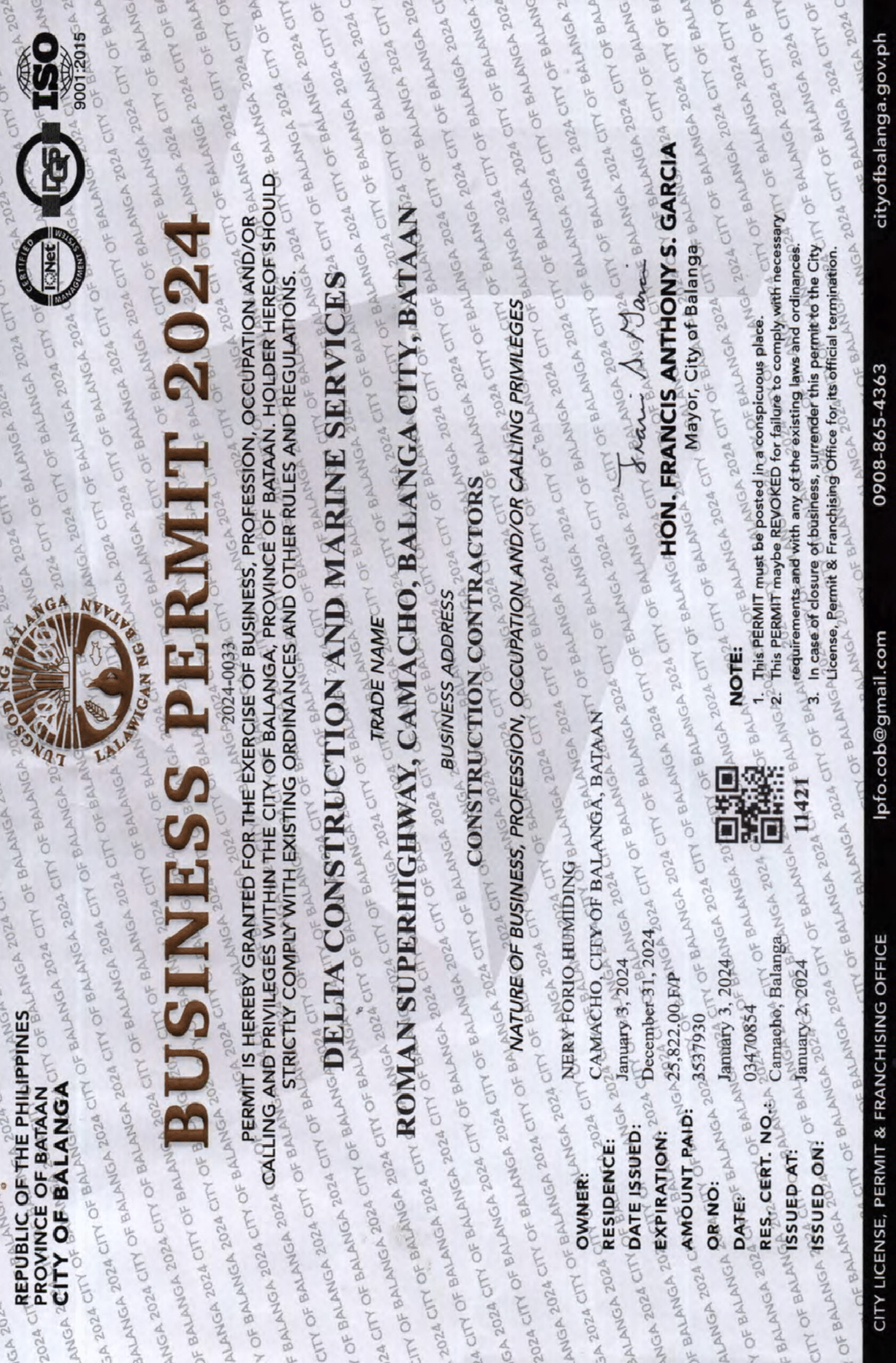 Permits & Certificates – Delta